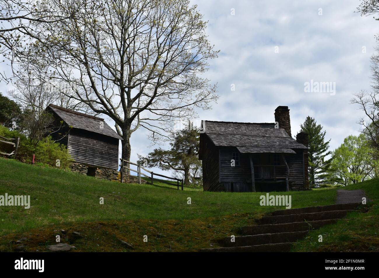 Historic wooden landmark cabin along the Blue Ridge Parkway Stock Photo ...