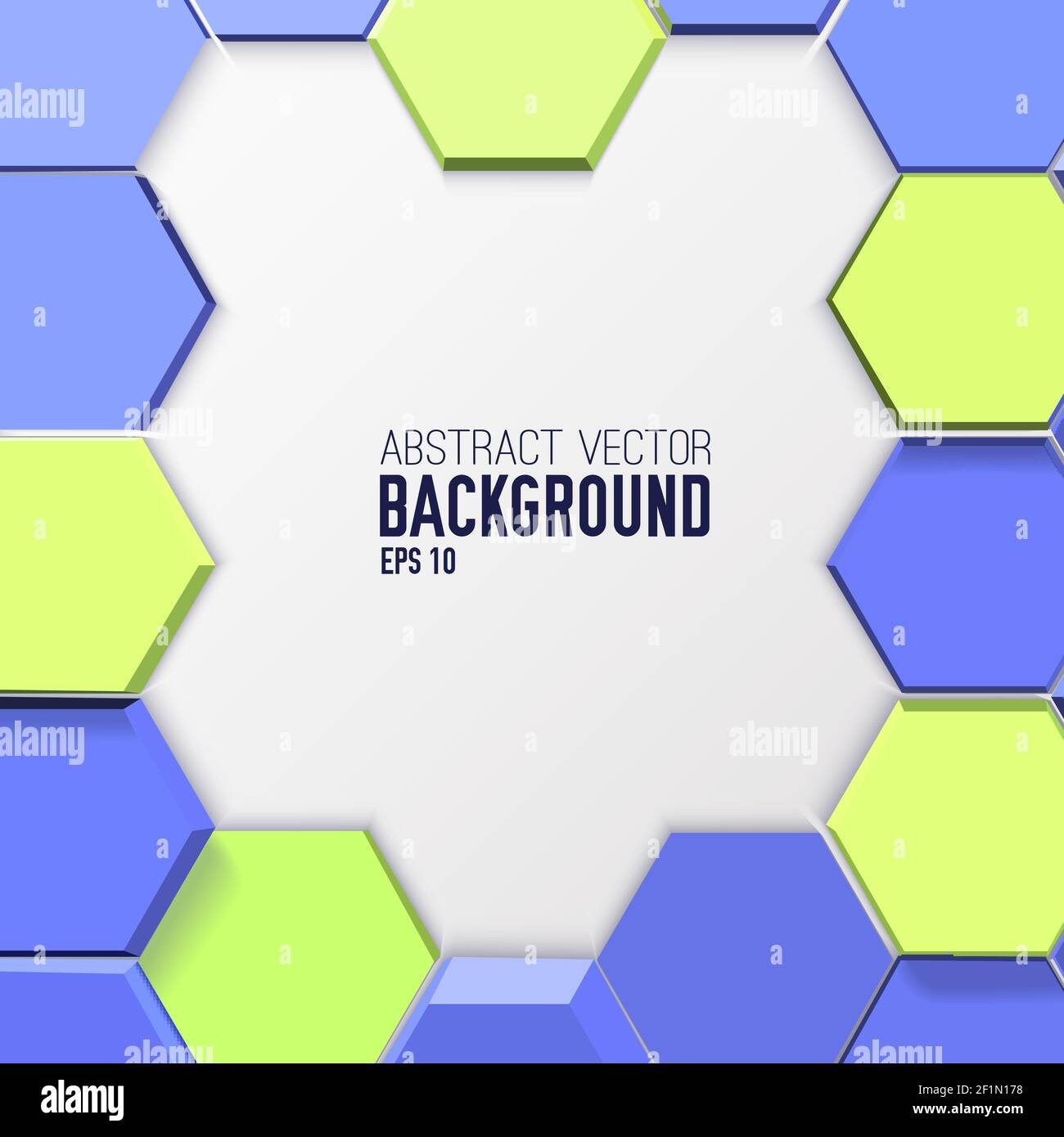 Geometric abstract poster with 3d blue and green hexagons in mosaic ...