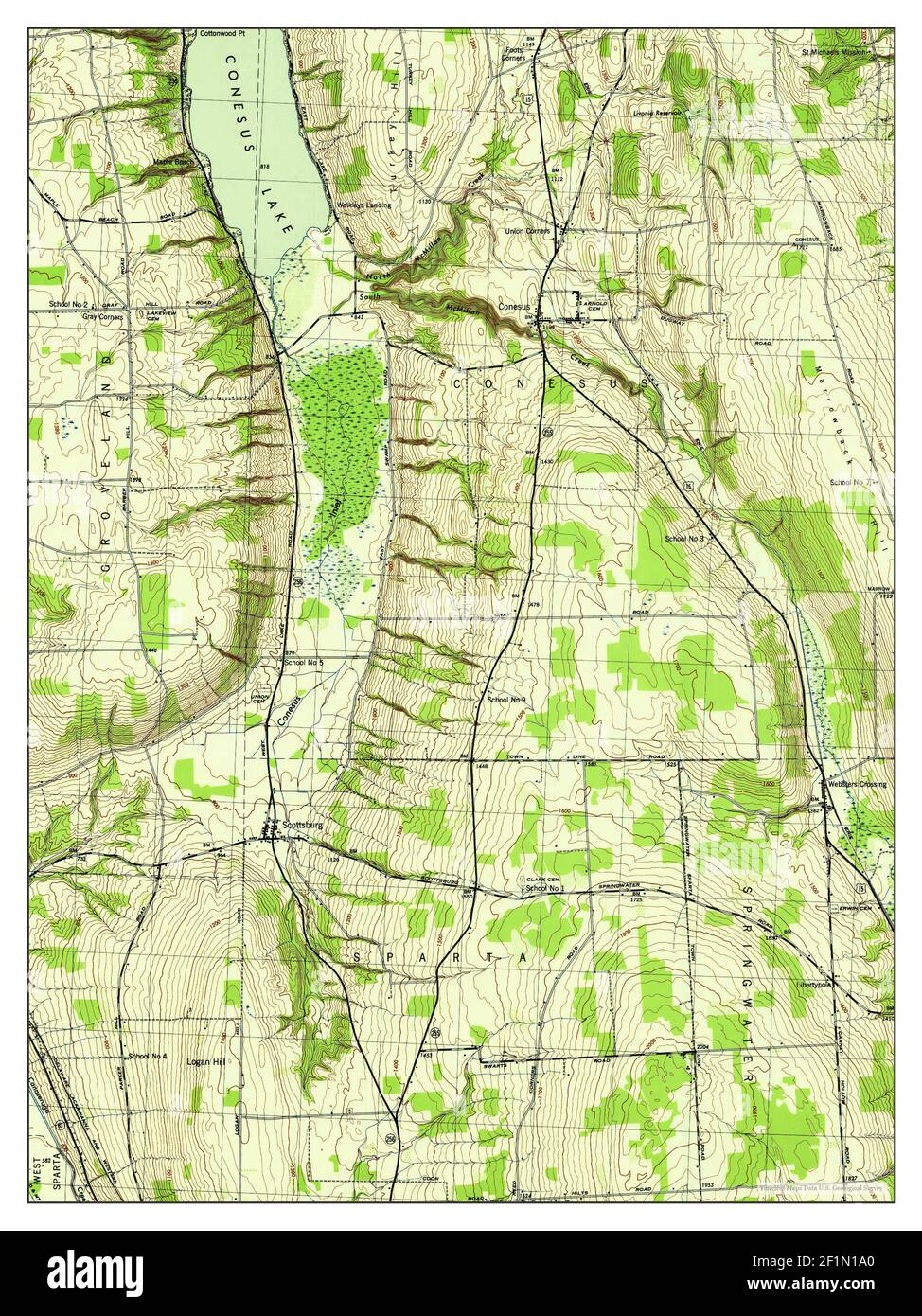 Conesus New York Map 1942 131680 United States Of America By Timeless Maps Data Us