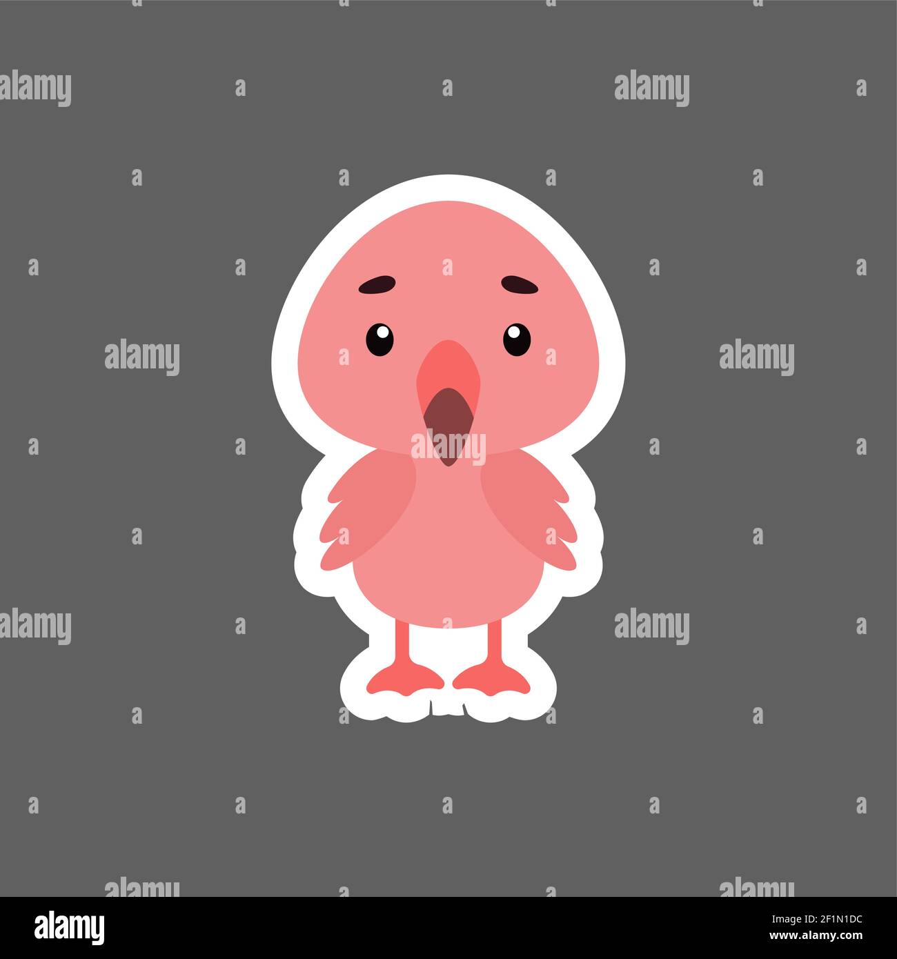 Cute little baby flamingo sticker. Cartoon animal character for kids ...