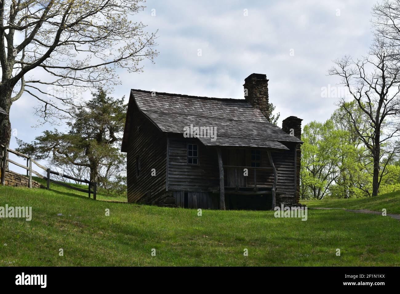 Beautiful cloudy spring day at Brinegar Cabin Stock Photo - Alamy
