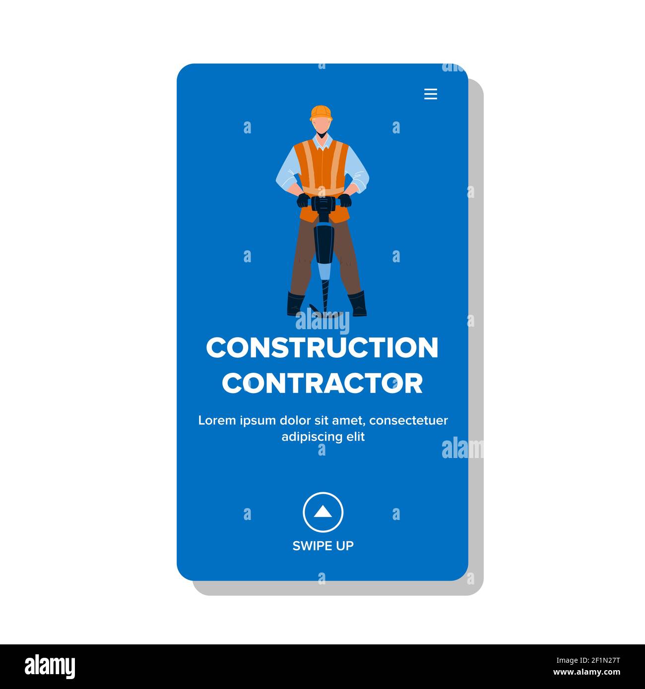 Construction Contractor Working With Drill Vector Illustration Stock ...