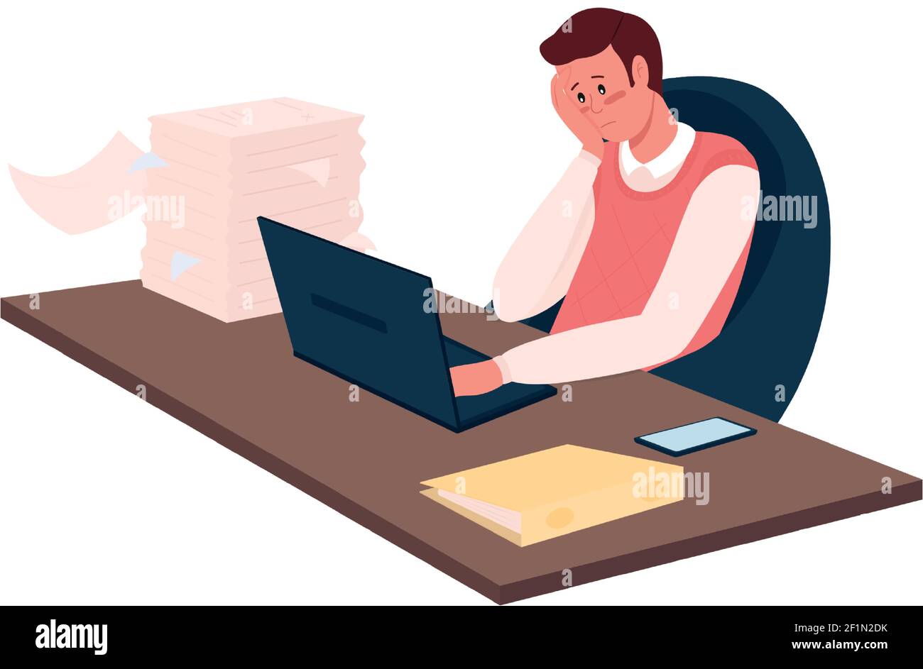 Overworked employee flat color vector detailed character Stock Vector ...