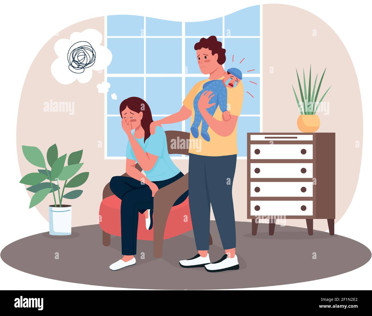 Postpartum depression 2D vector web banner, poster Stock Vector Image ...