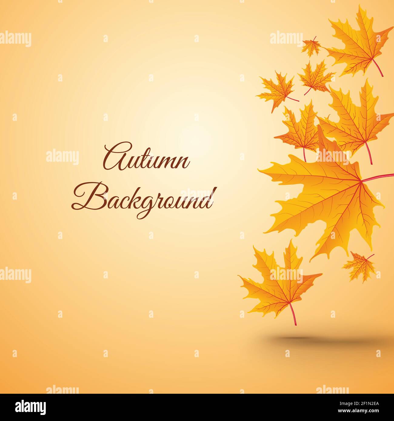 Abstract autumn realistic template with inscription and falling maple ...