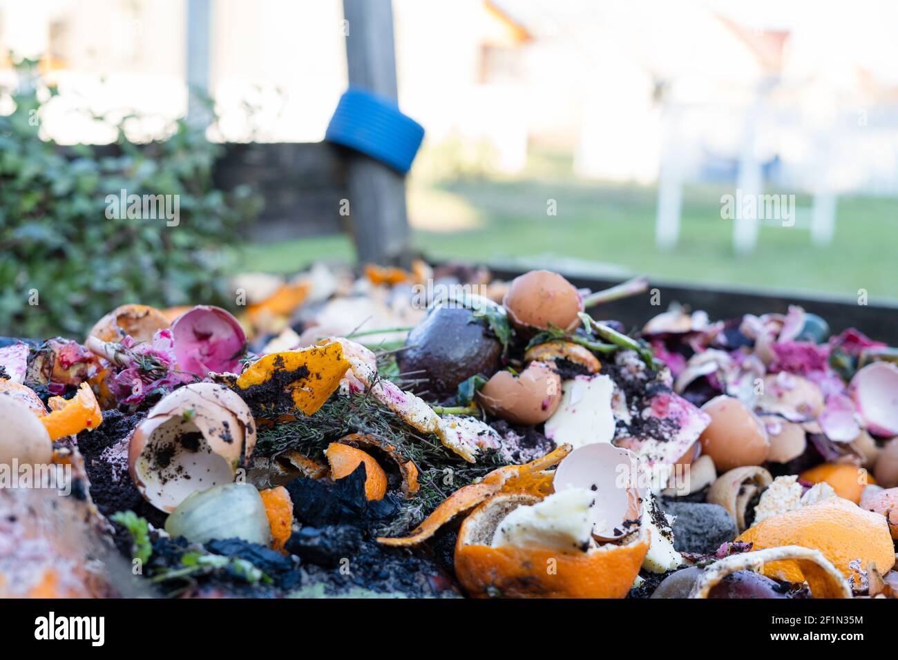 Compost pile of food waste on a private plot Stock Photo - Alamy
