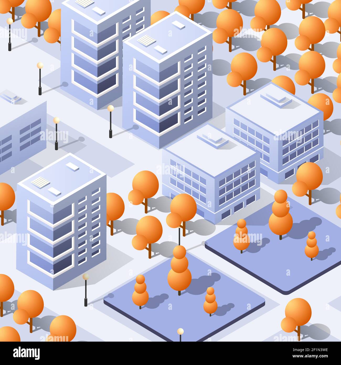 Isometric 3D illustration of the city quarter with houses Stock Vector ...