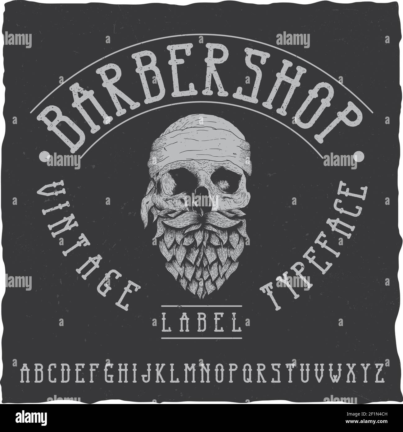 Barber Shop label font and sample label design with decoration and ...