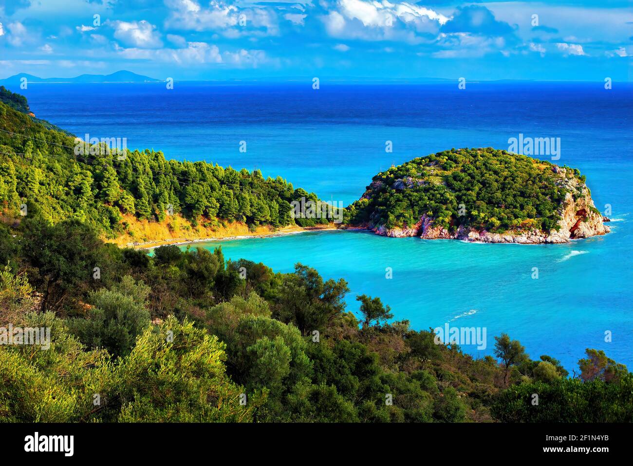 Skopelos island, Greece, the beautiful beach of Stafilos Stock Photo ...
