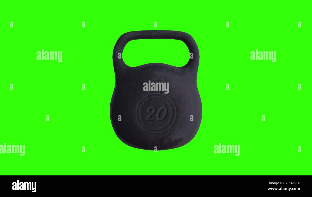 Gym kettlebell on a green screen - chromakey background, 3d ...