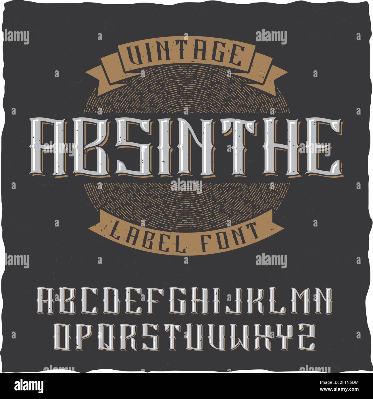 Absinthe label font and sample label design with decoration ...