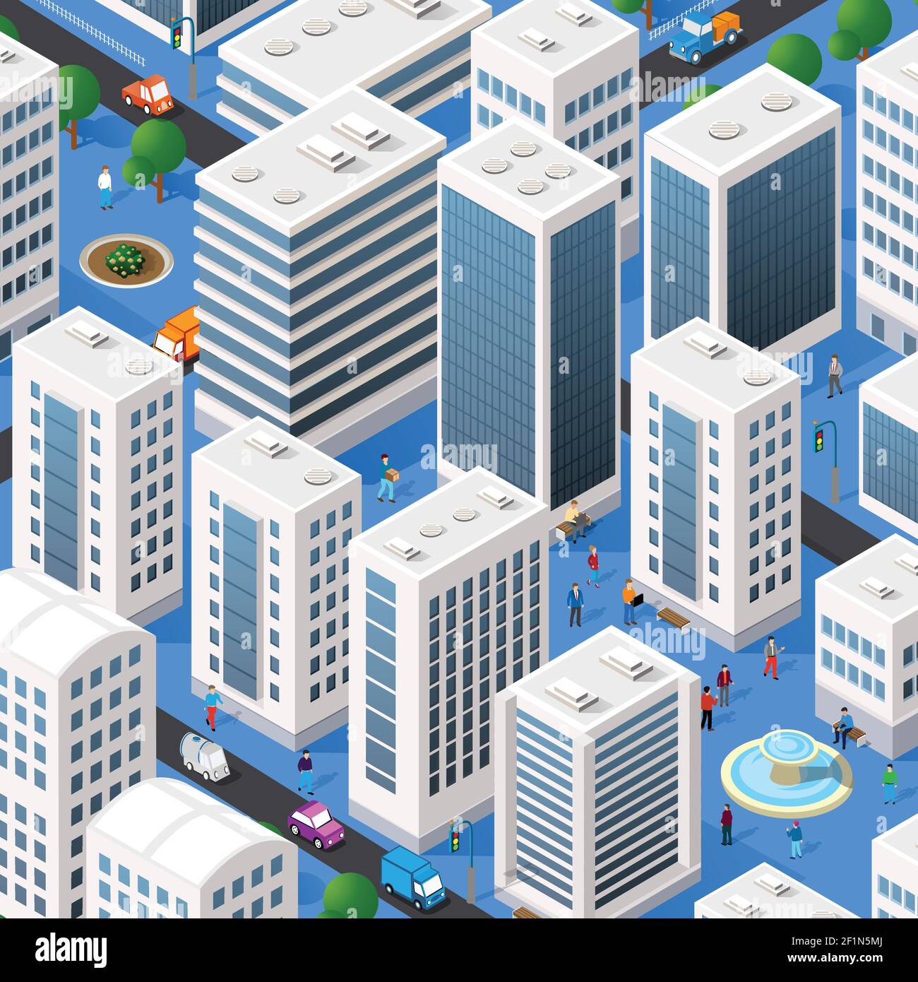 Isometric 3D illustration of the city quarter with houses Stock Vector ...