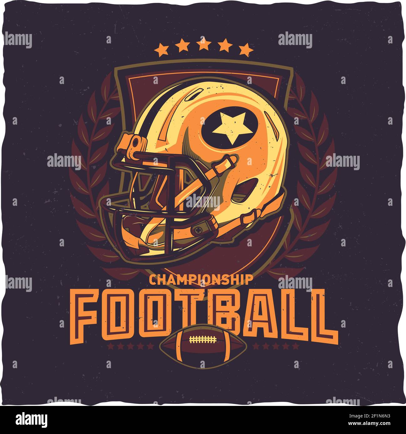 American football t-shirt label design with illustration of football ...