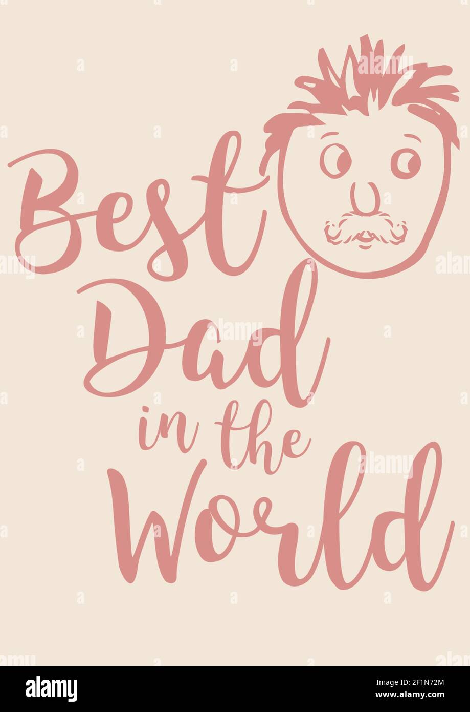 Best dad in the world text with illustration of man's face on cream ...