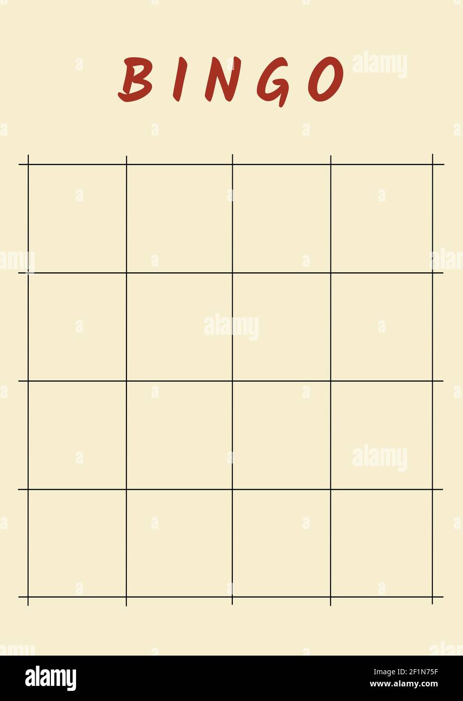 Bingo text over score table with black lines on yellow background Stock ...