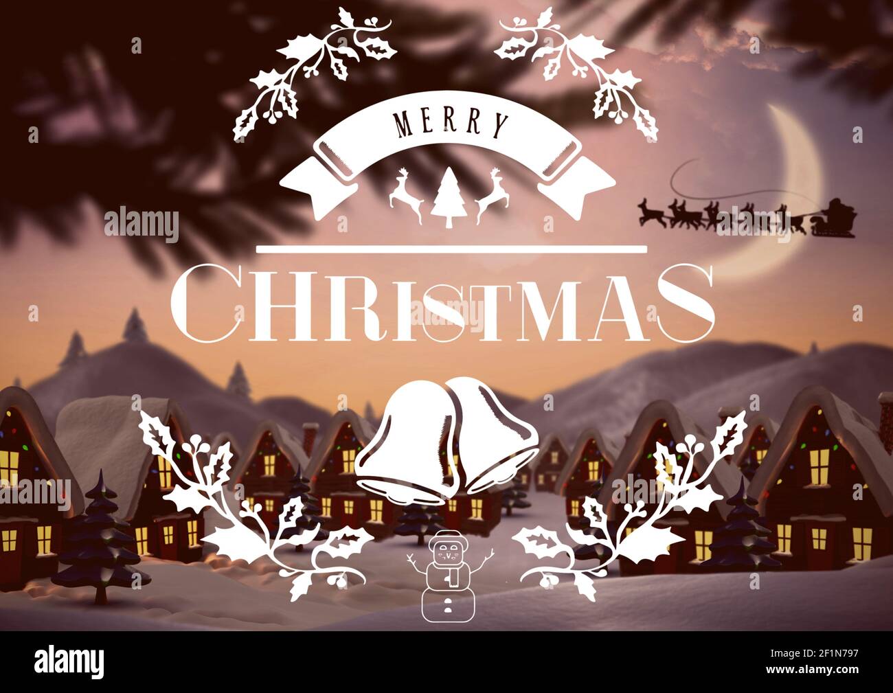 Animation christmas text bells over hi-res stock photography and images ...