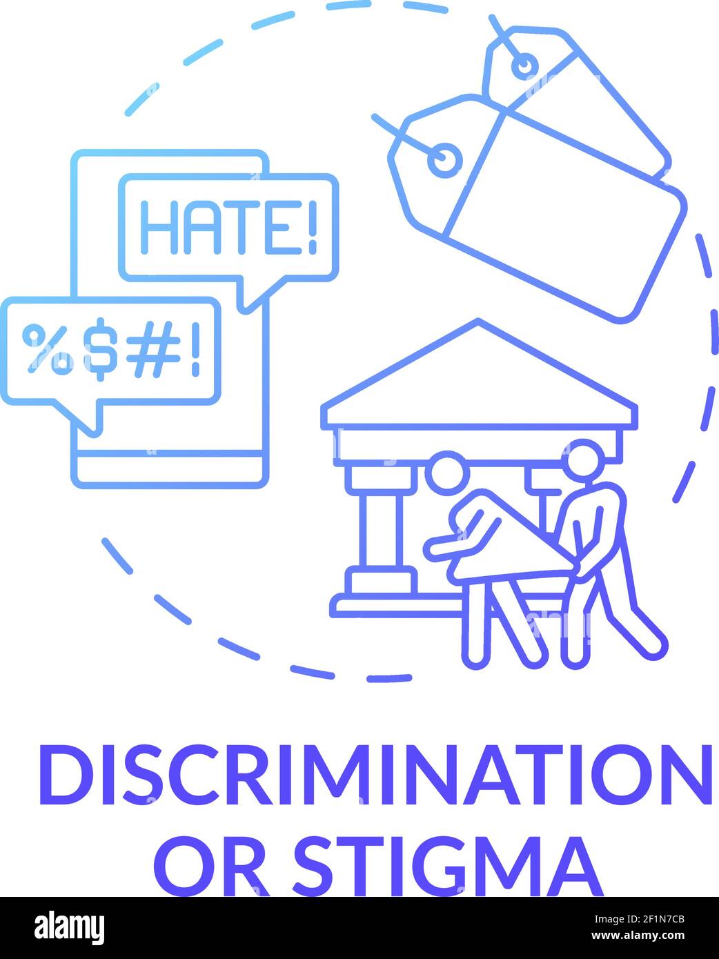 Discrimination or stigma blue gradient concept icon Stock Vector Image ...