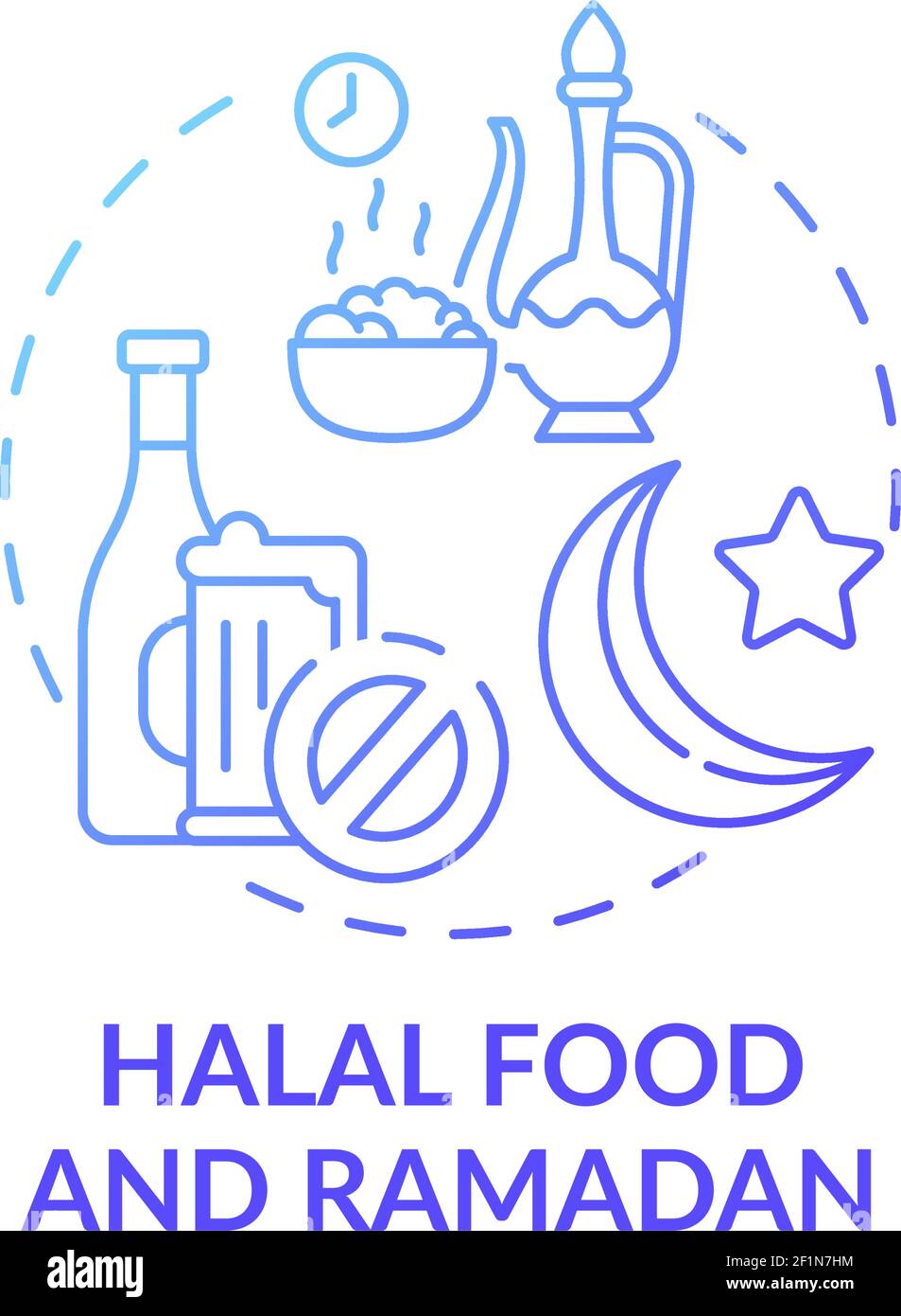 Halal food and ramadan blue gradient concept icon Stock Vector Image ...
