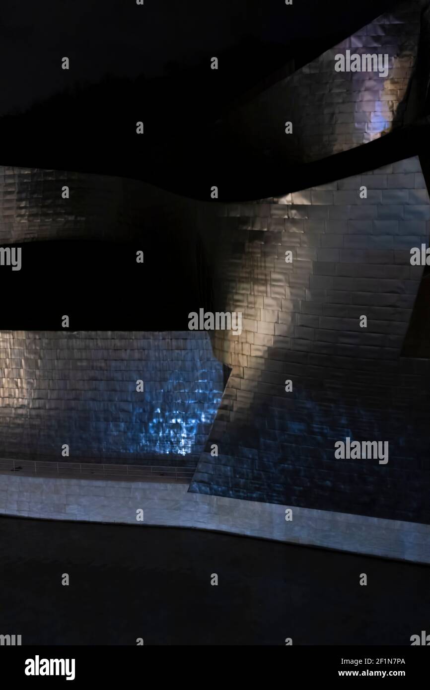 art modern musseum at night in the city of bilbao Stock Photo - Alamy