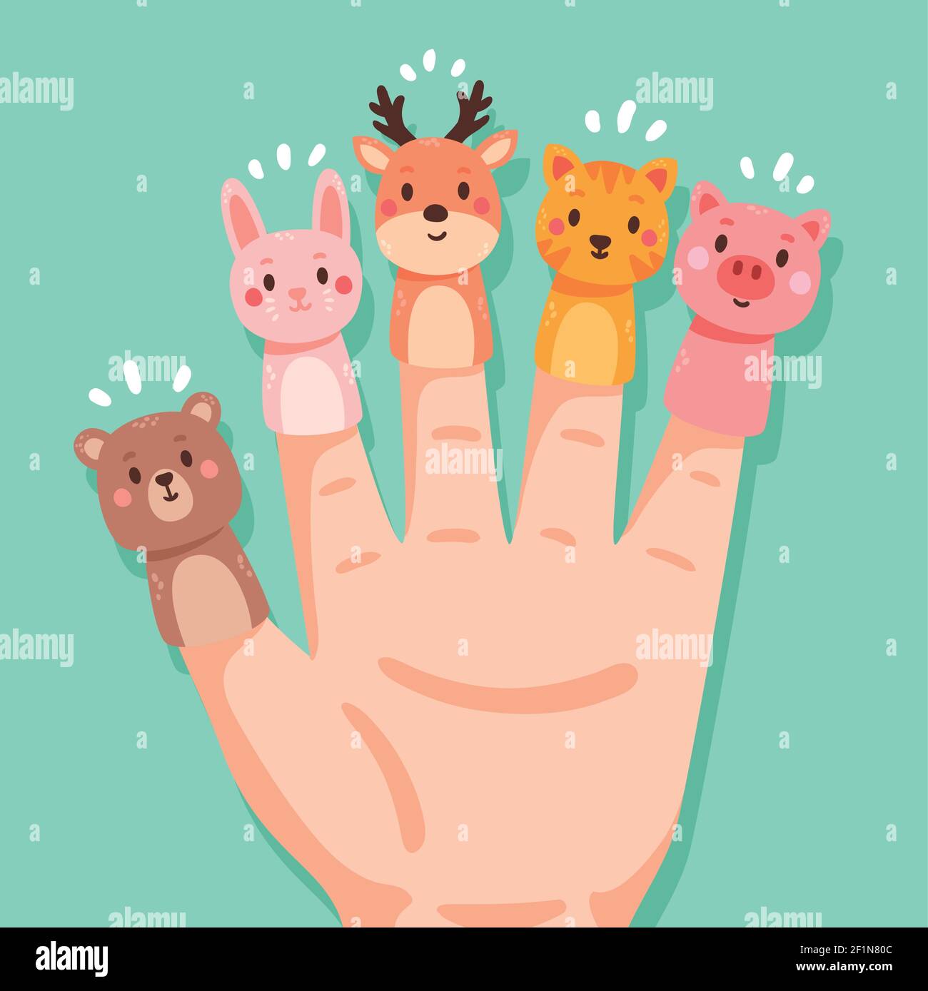 Organic flat finger puppet collection Vector illustration Stock Vector ...