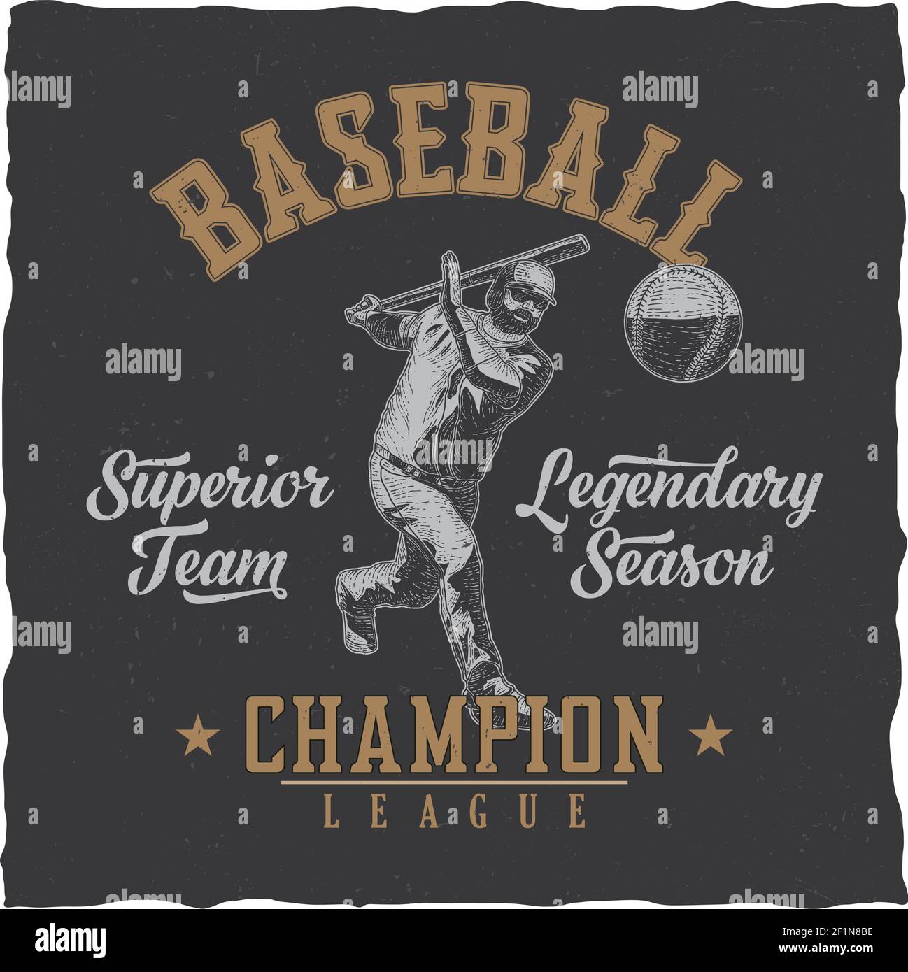 Baseball t-shirt label design with illustration of baseball player ...