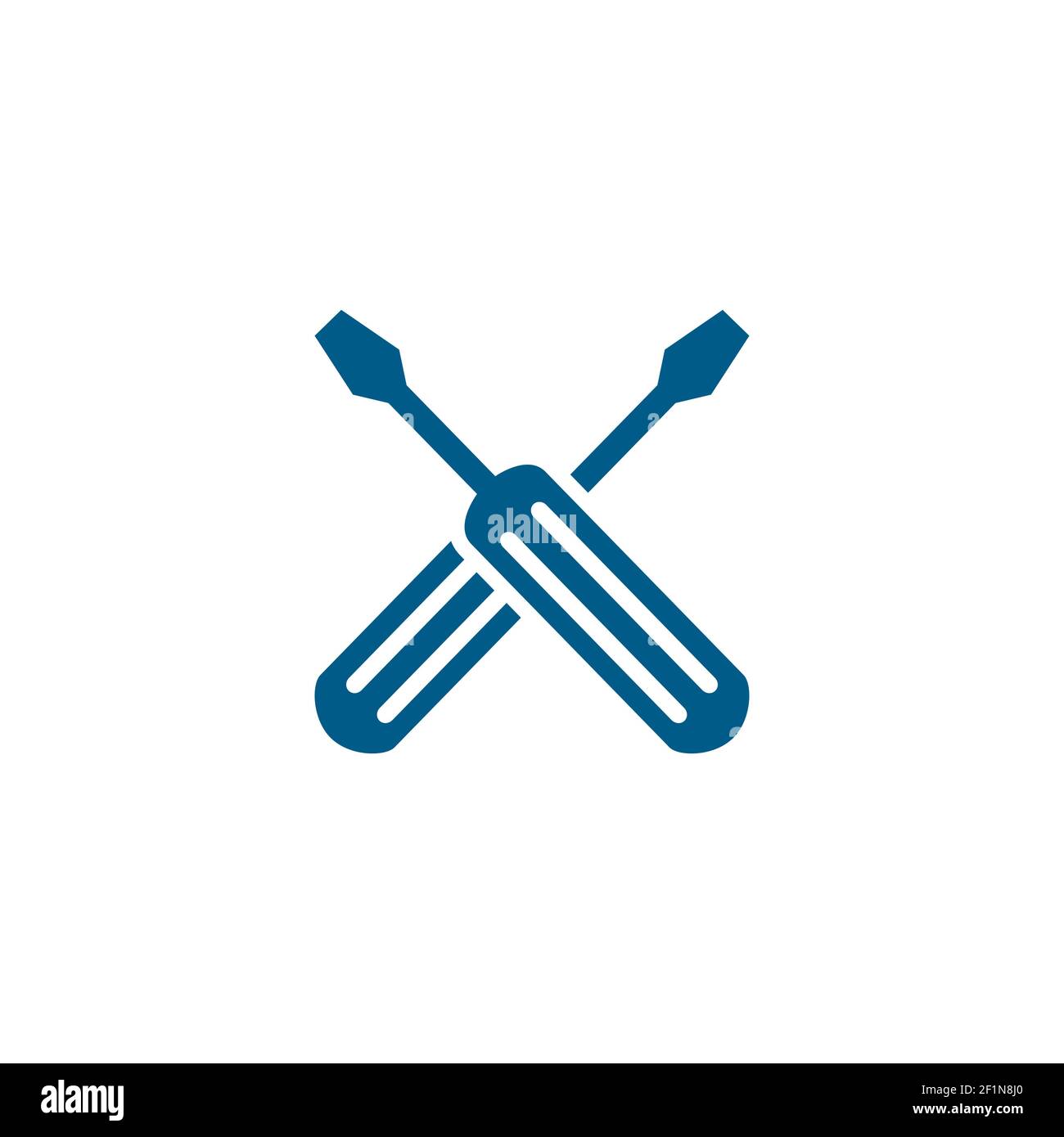 Screwdriver Crossed Blue Icon On White Background. Blue Flat Style ...