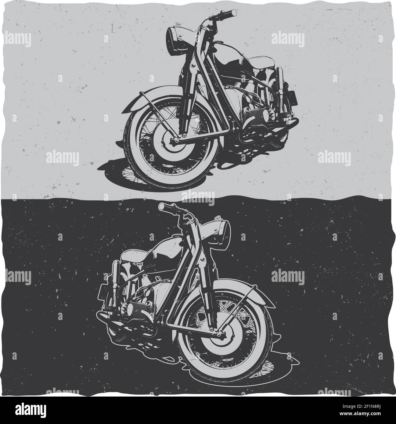Illustration of classic motorcycle on dark and light backgrounds Stock ...