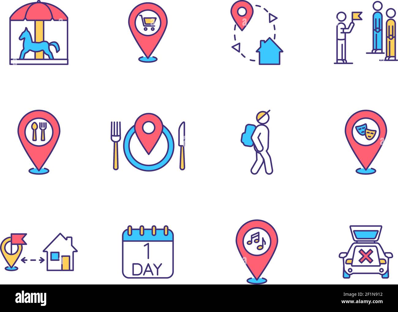 Local tourism RGB color icons set Stock Vector Image & Art - Alamy