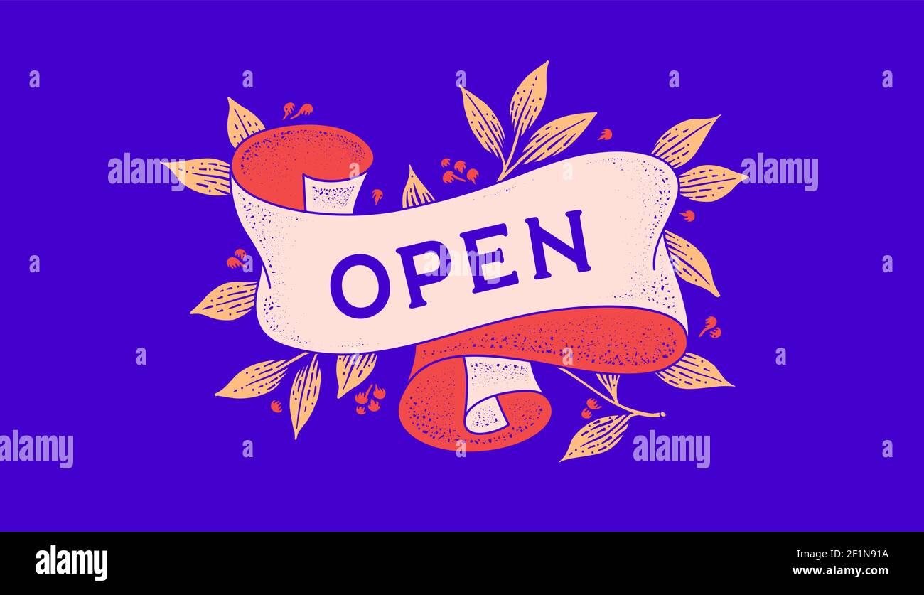 Open. Retro greeting card Stock Vector Image & Art - Alamy