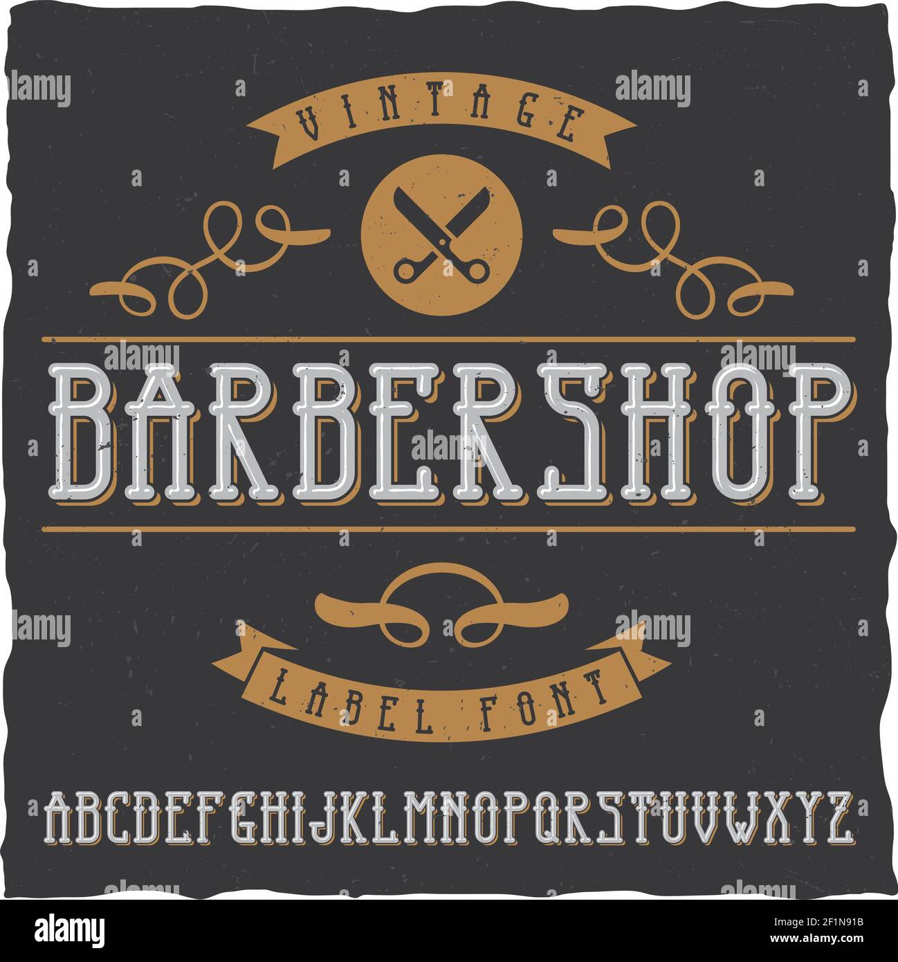 Barber Shop label font and sample label design with decoration and ...