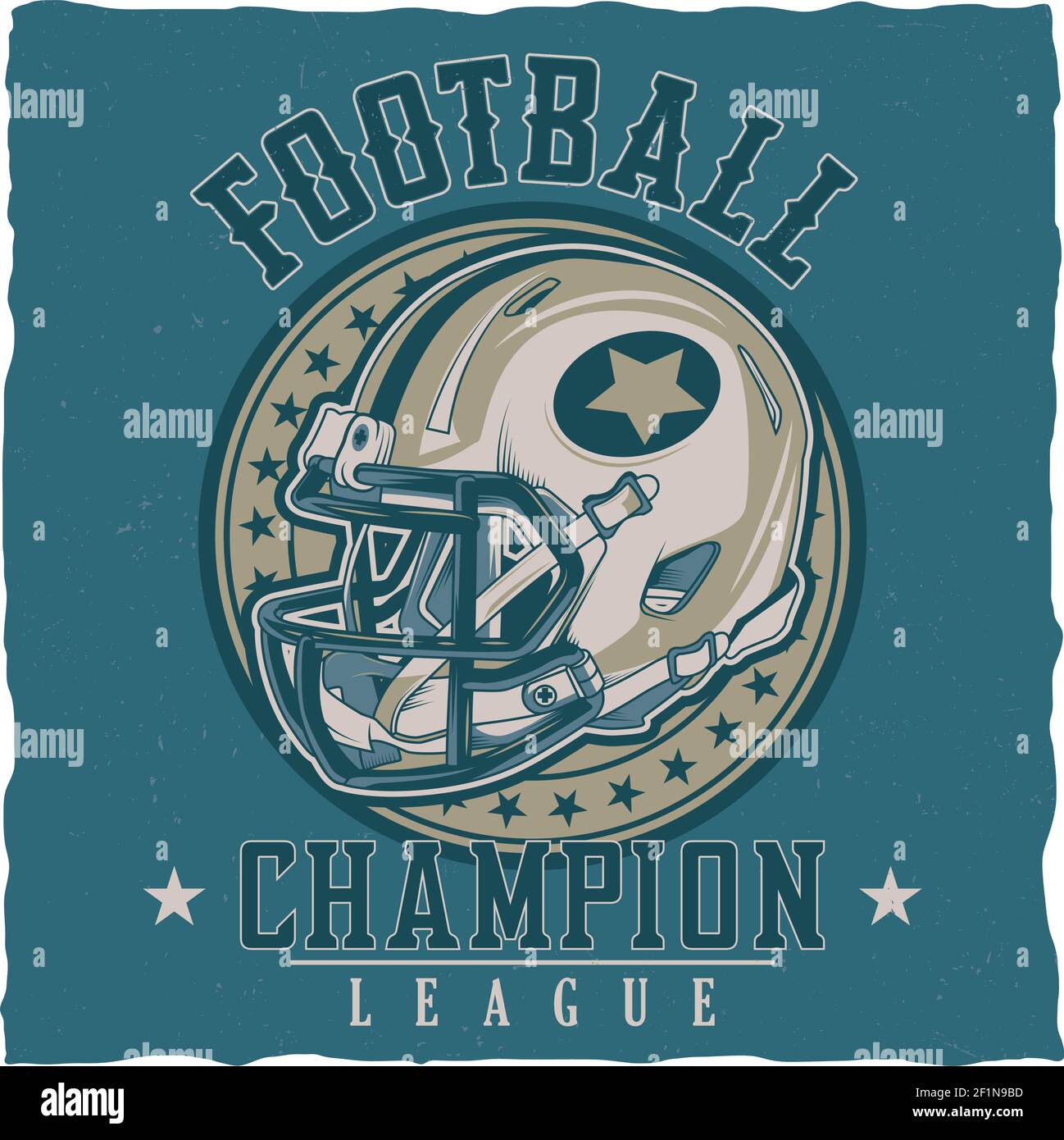 American football t-shirt label design with illustration of football ...