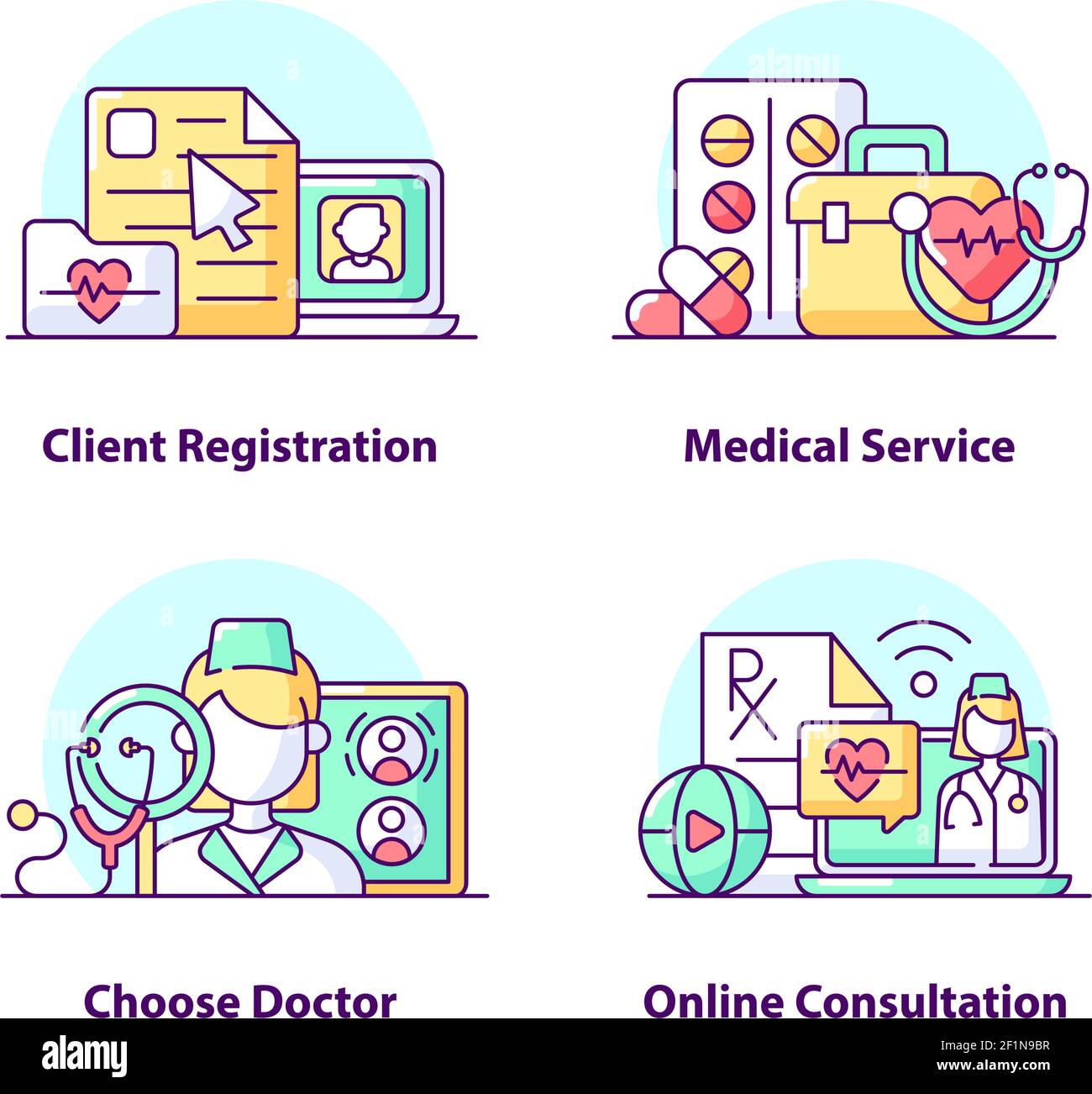 Client registration creative UI concept icon set Stock Vector Image ...