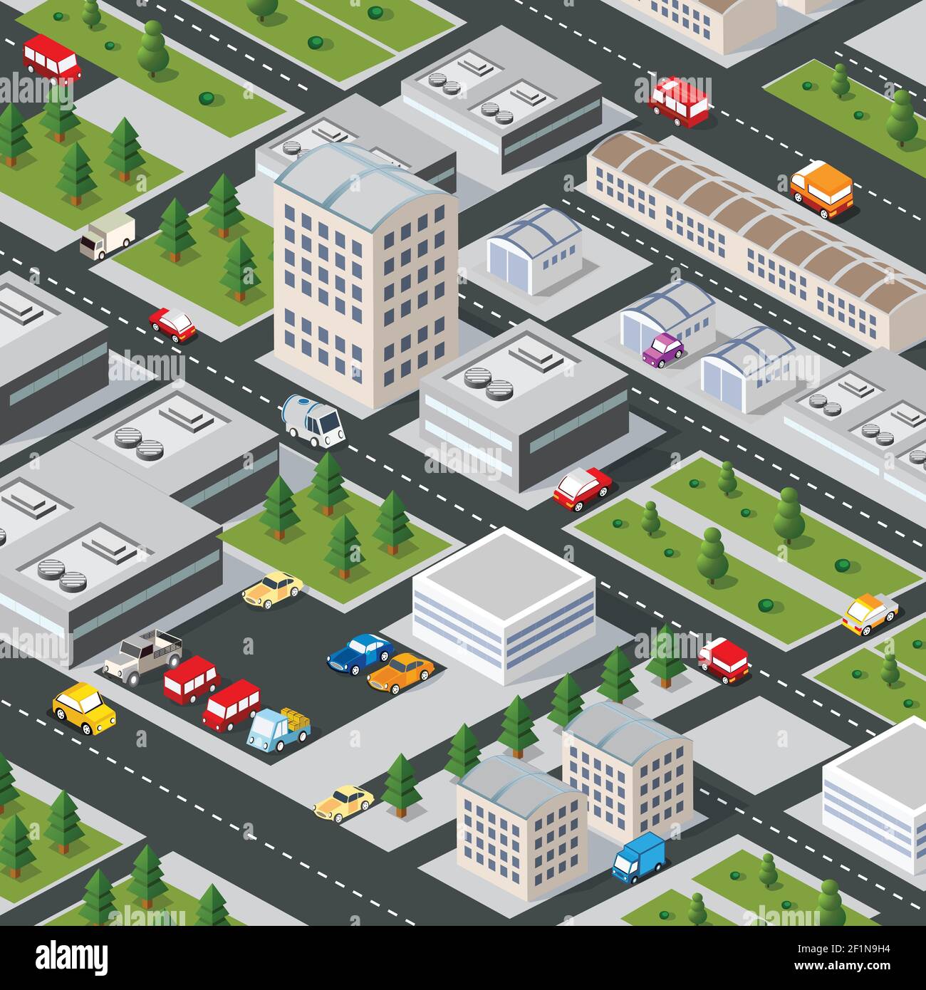 Isometric 3D illustration of the city quarter with houses Stock Vector ...