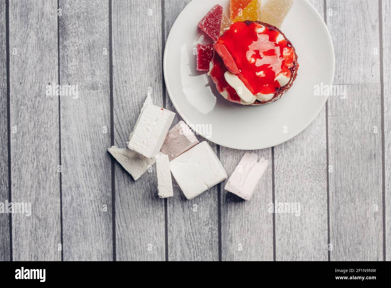 round red cake sweets dessert snack top view Stock Photo - Alamy