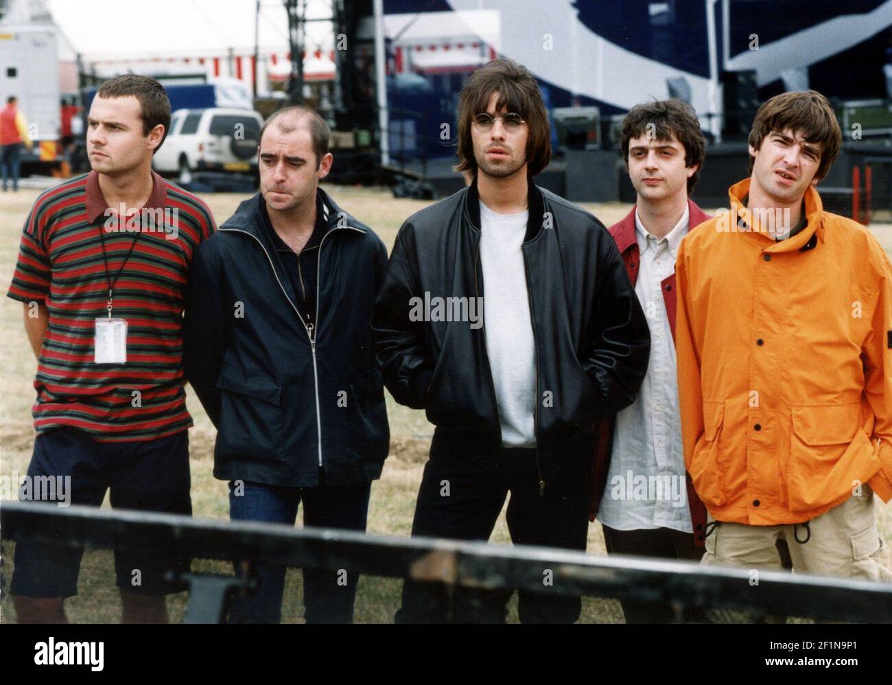 File photo dated 07/05/95 of Oasis before their Knebworth Park concert ...