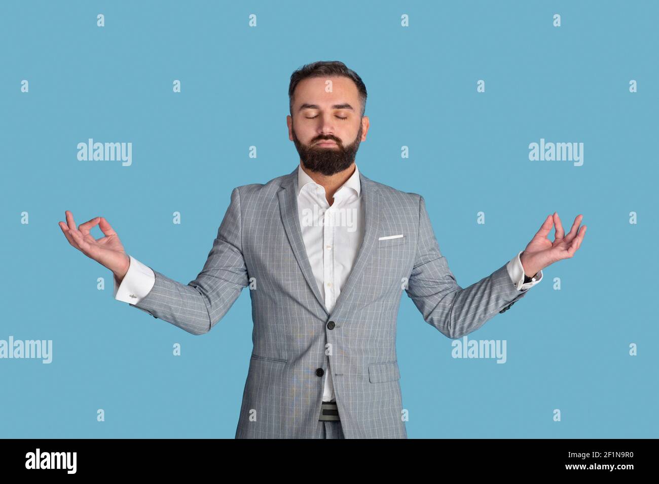 Workplace stress management concept. Peaceful office employee ...