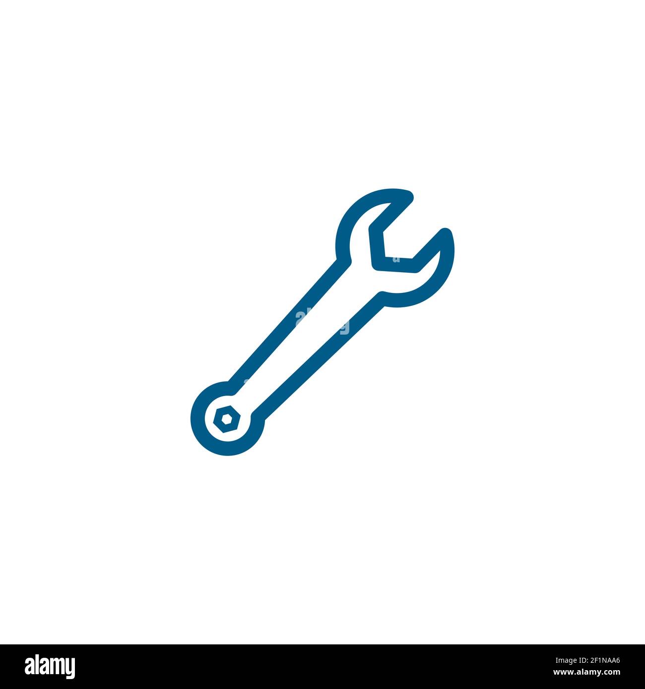 Wrench Line Blue Icon On White Background. Blue Flat Style Vector ...