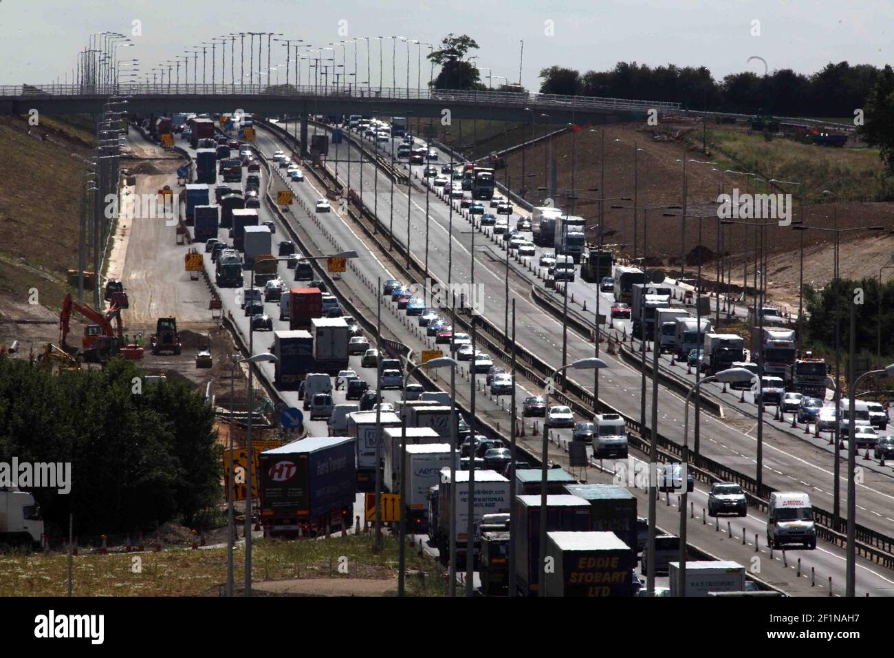 Motorway maintanence, road works on the M1 motorway at junction 9. pic ...