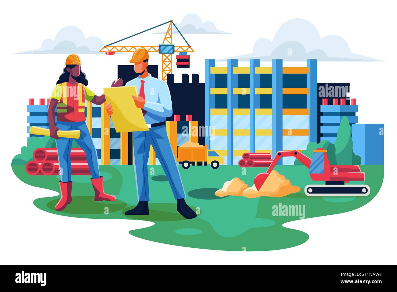 Engineering and construction illustration Vector illustration Stock ...