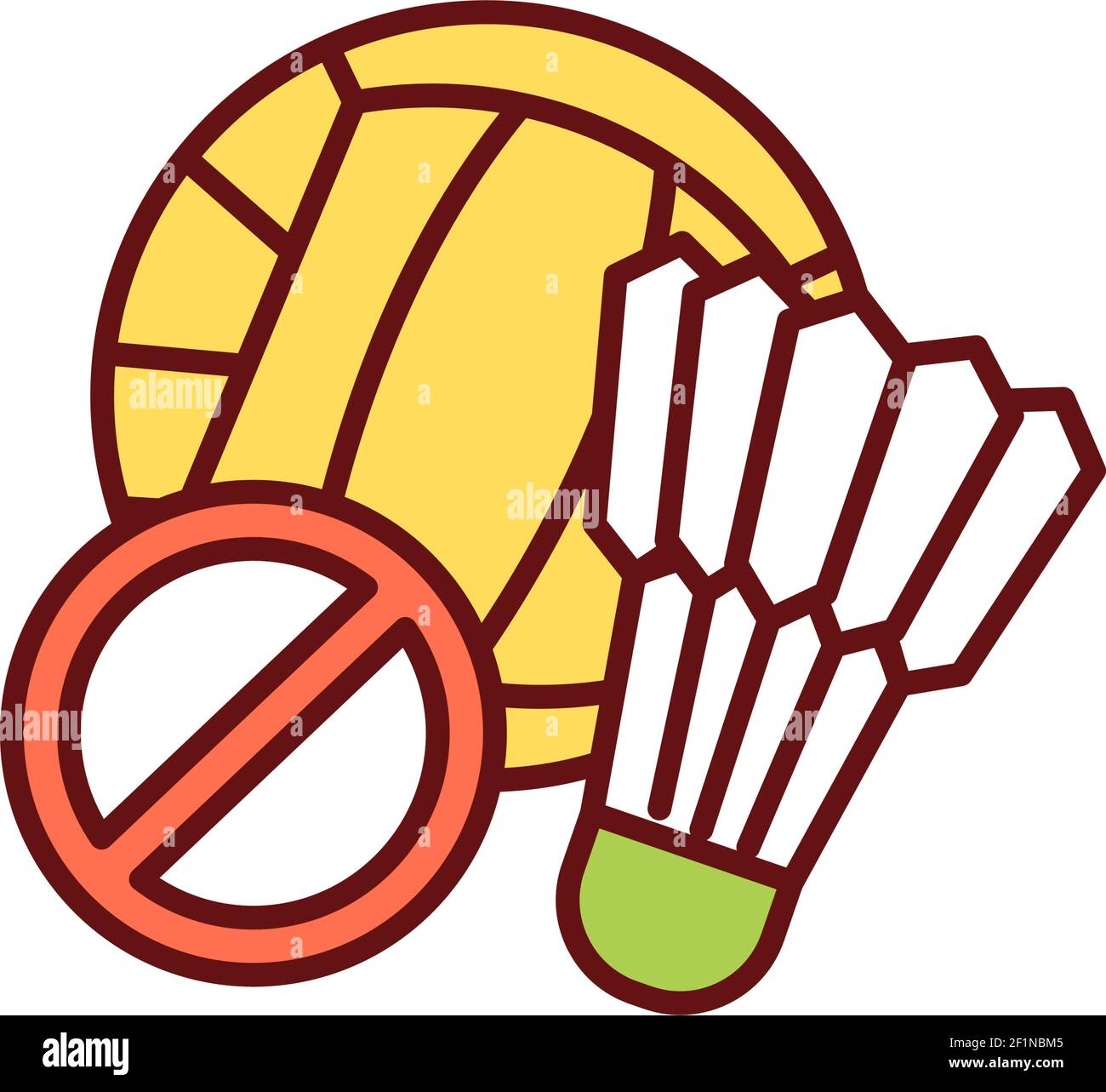 Prohibited indoor, outdoor team sports RGB color icon Stock Vector ...