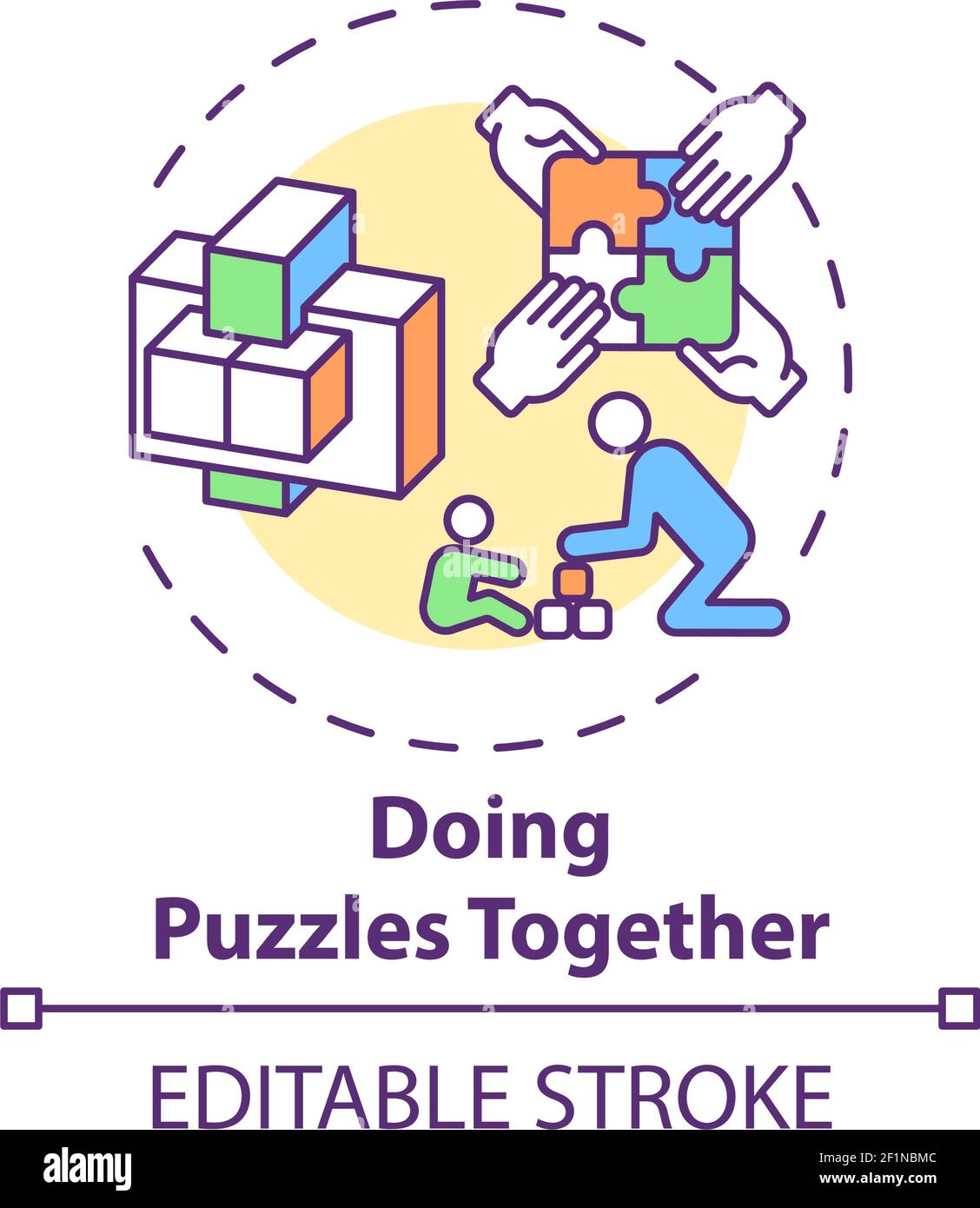 Doing puzzles together concept icon Stock Vector Image & Art - Alamy