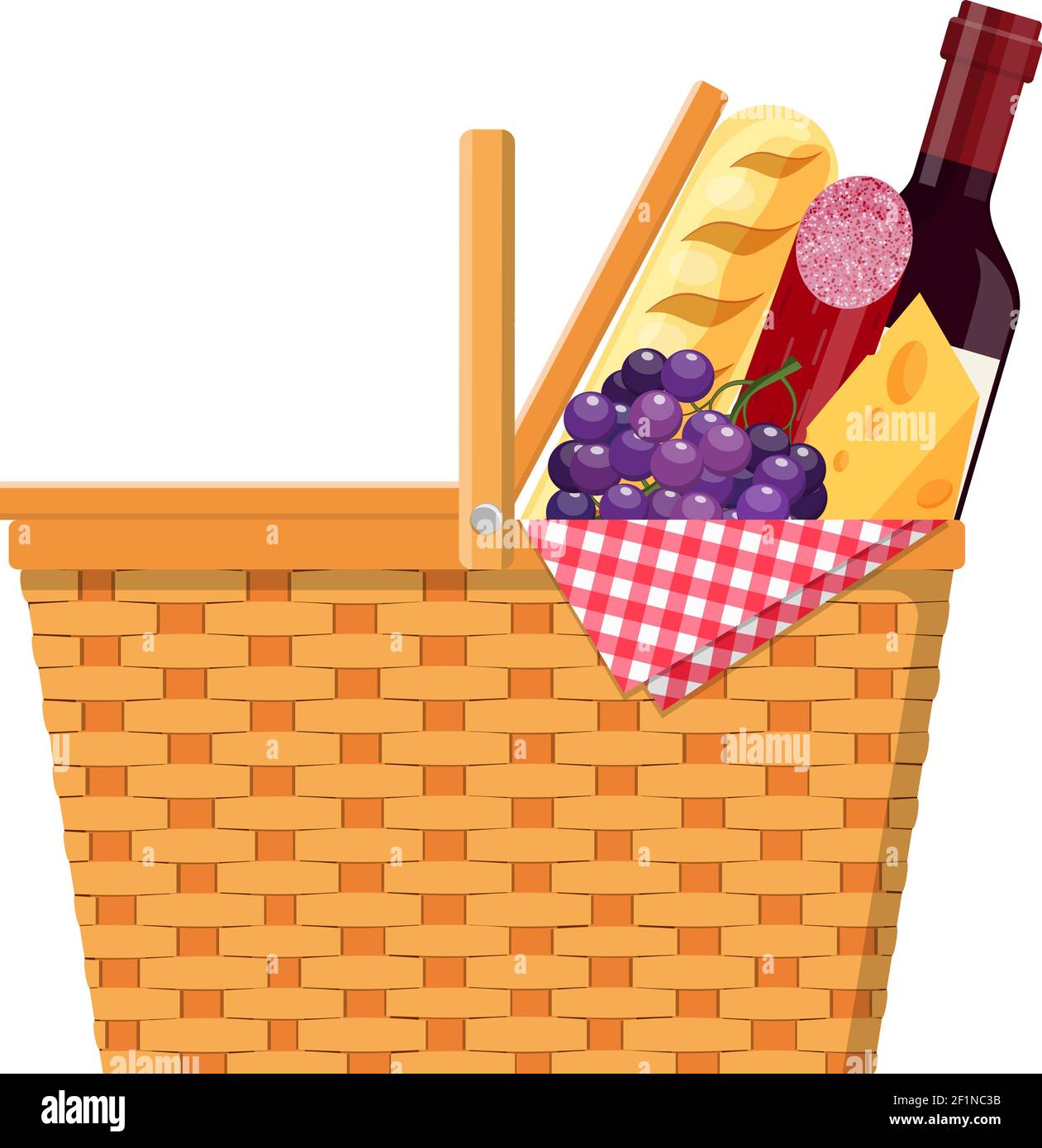 Picnic wicker basket wine Stock Vector Images - Alamy