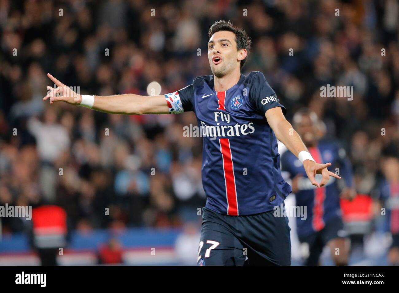 Javier Matias Pastore (psg) scored a goal and celebrated it during the ...