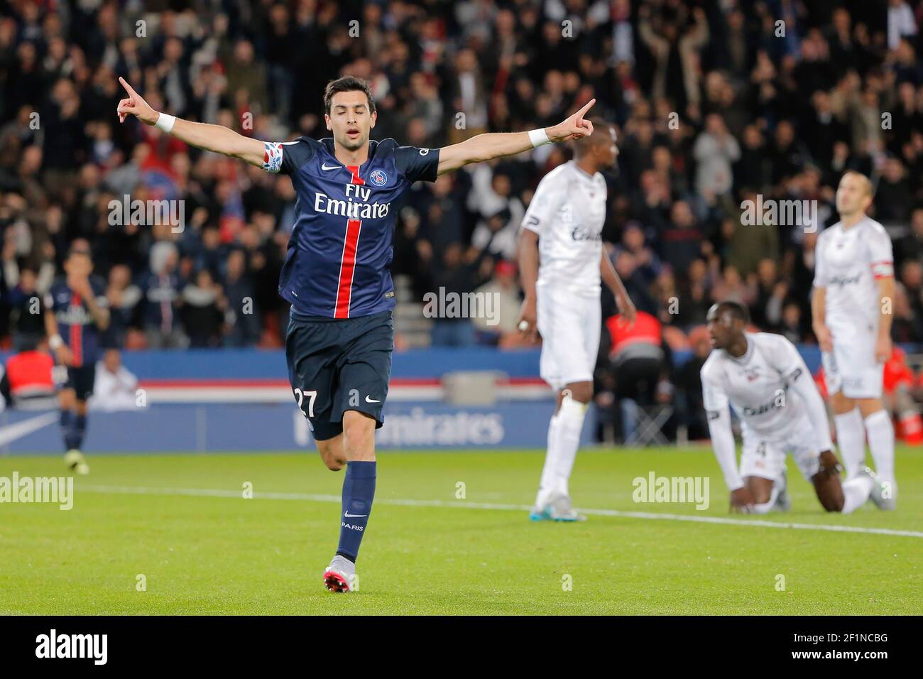 Javier Matias Pastore (psg) scored a goal and celebrated it during the ...