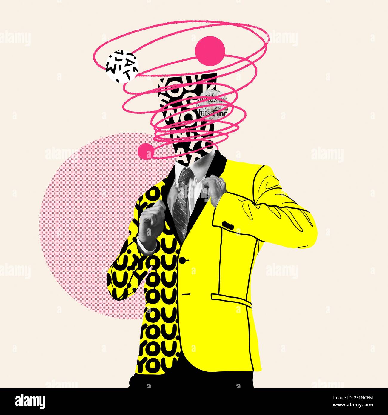 Feeling full of energy. Comics styled yellow suit. Modern design ...