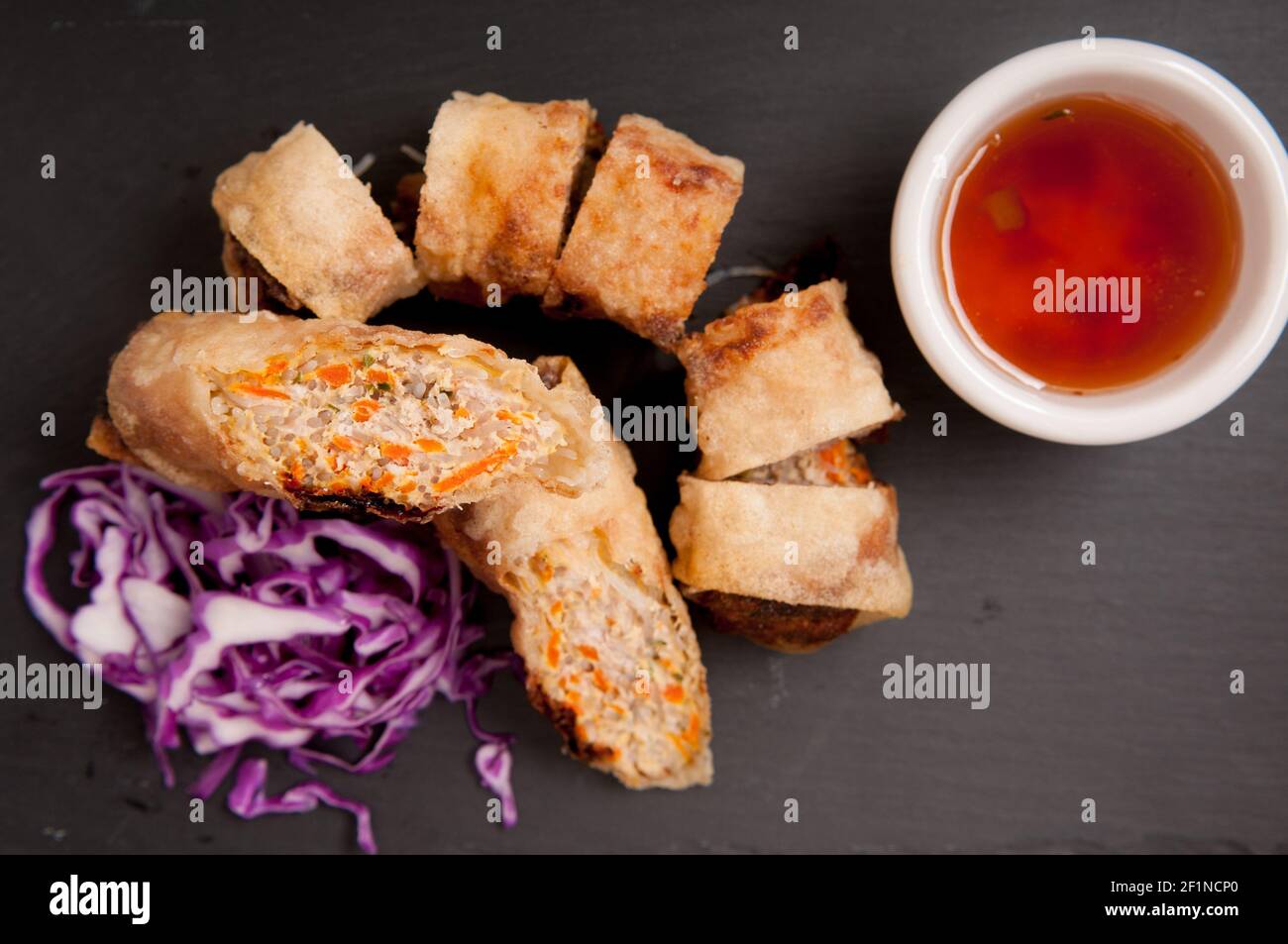spring roll vietnamese style, with spicy chilli pepper sauce Stock ...