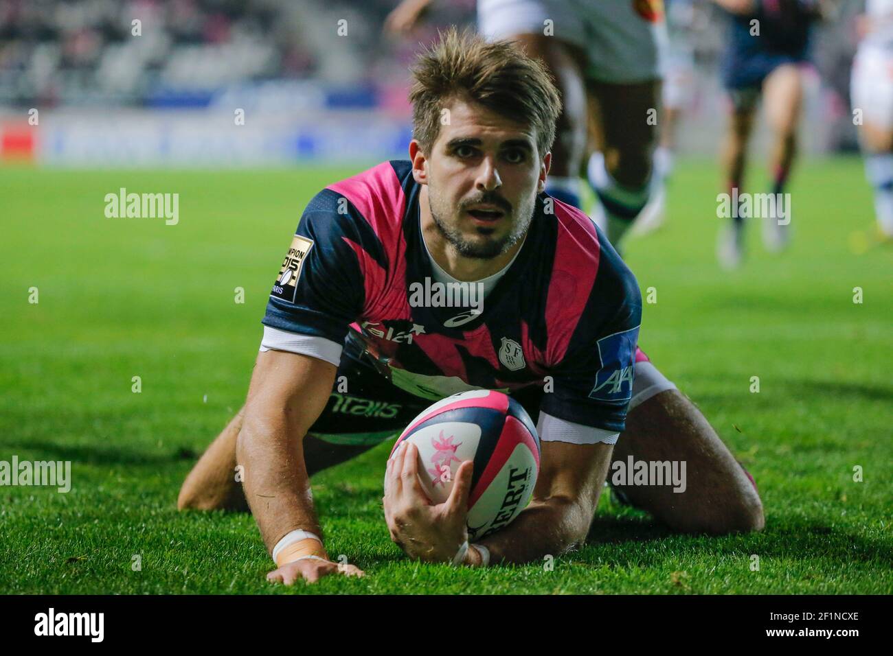 Hugo BONNEVAL (Stade Francais) scored during the French Championship ...