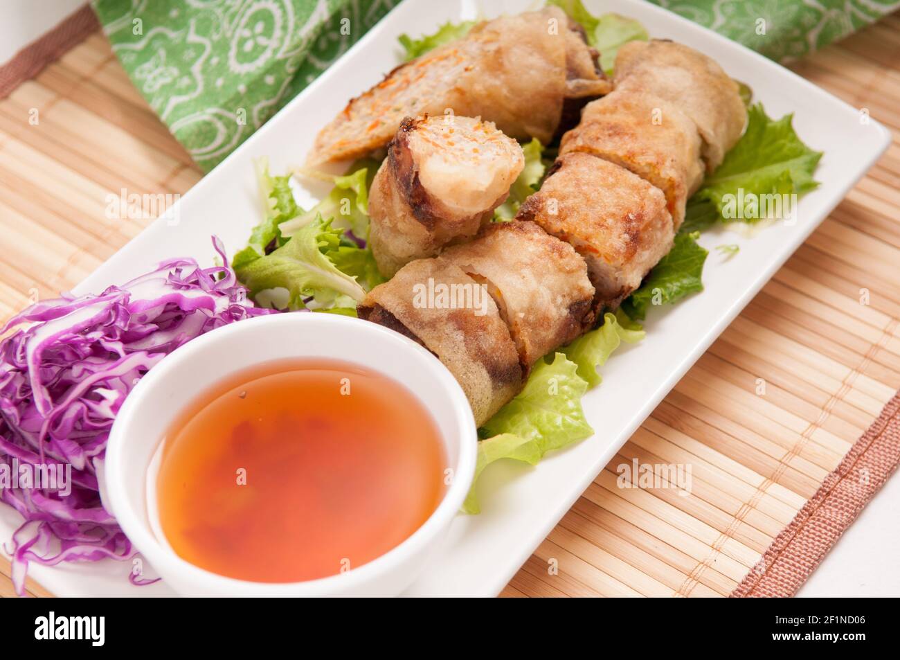 spring roll vietnamese style, with spicy chilli pepper sauce Stock ...
