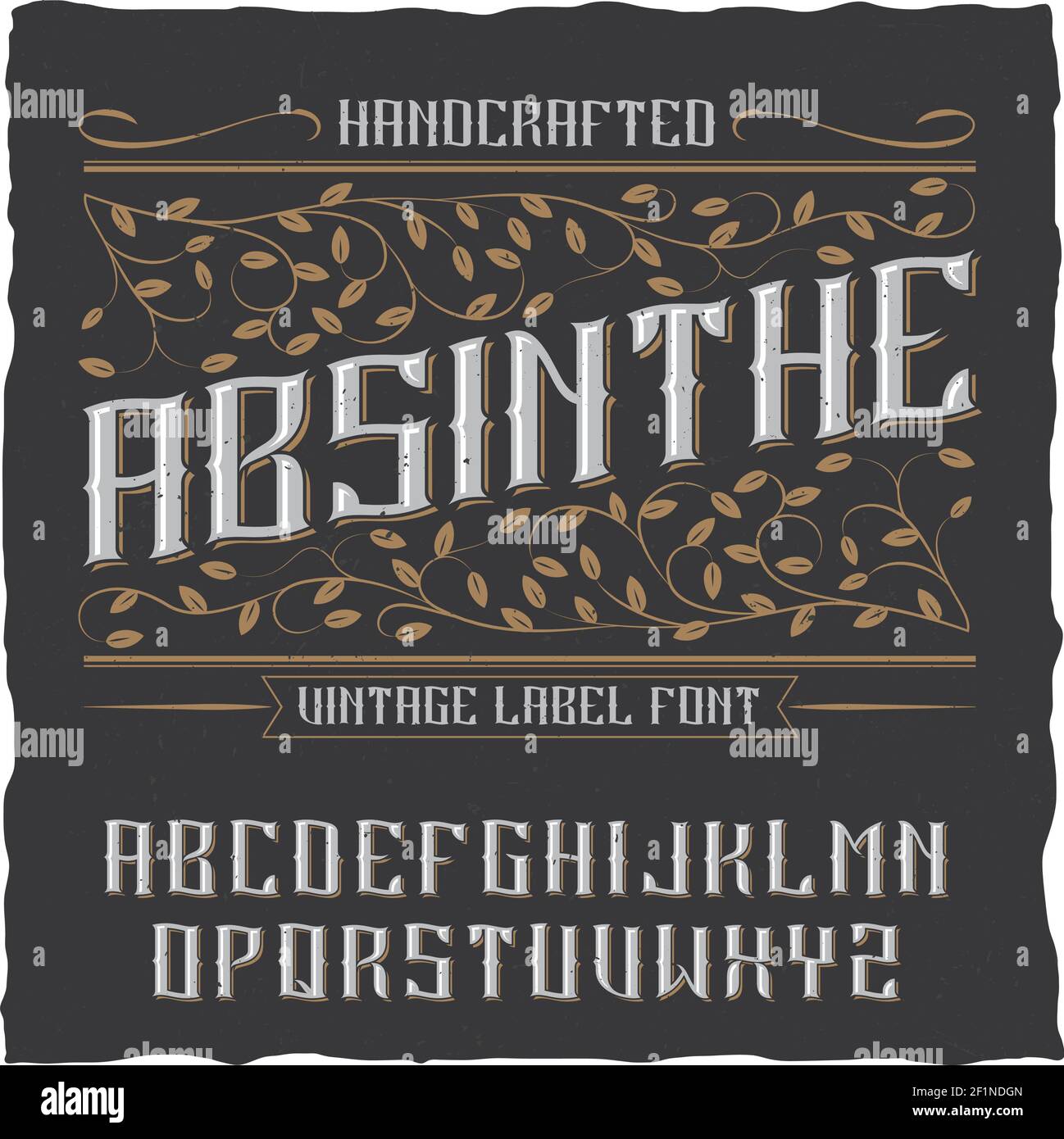 Absinthe label font and sample label design with decoration ...