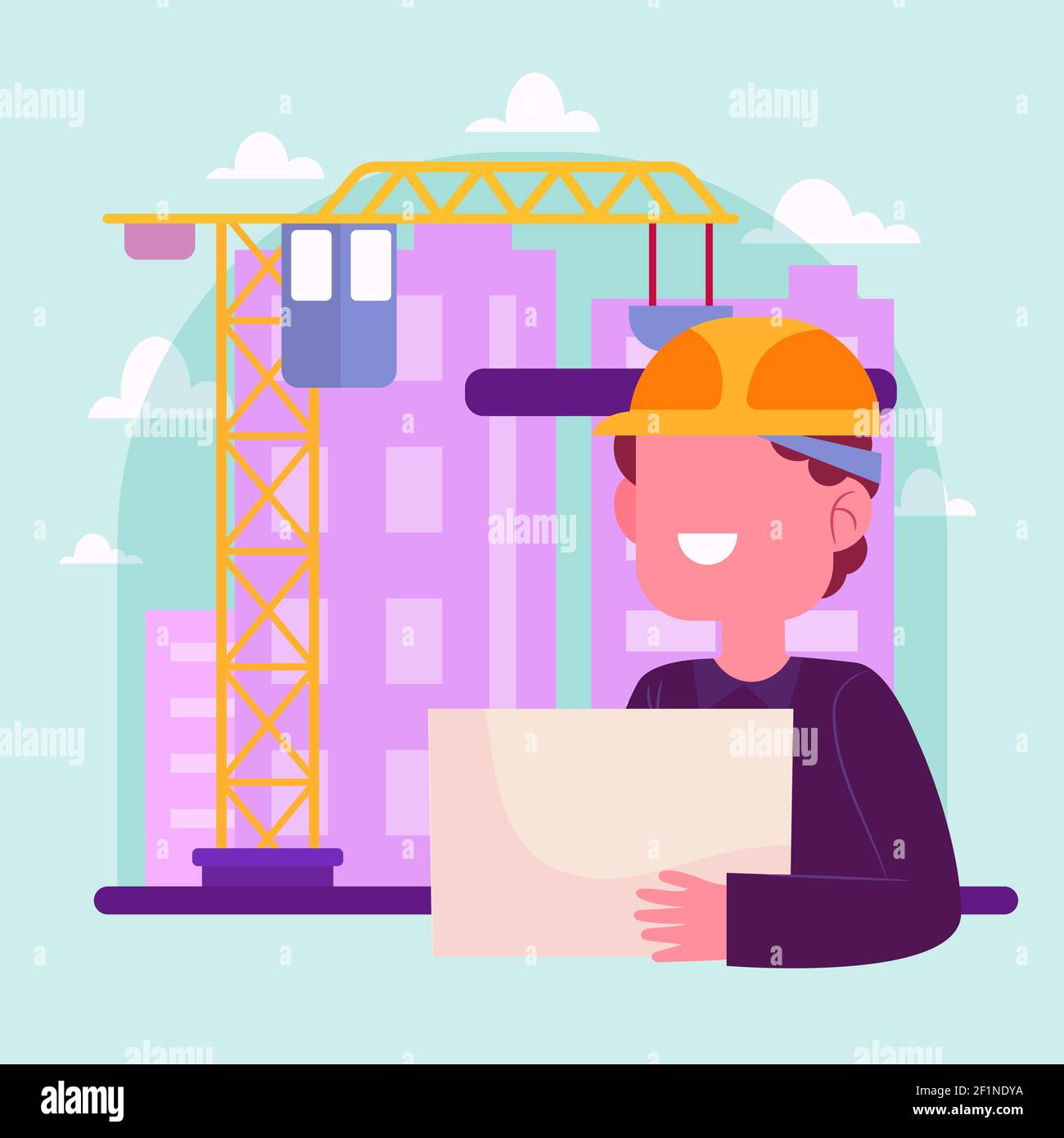 Flat engineers working on construction Vector illustration Stock Vector ...